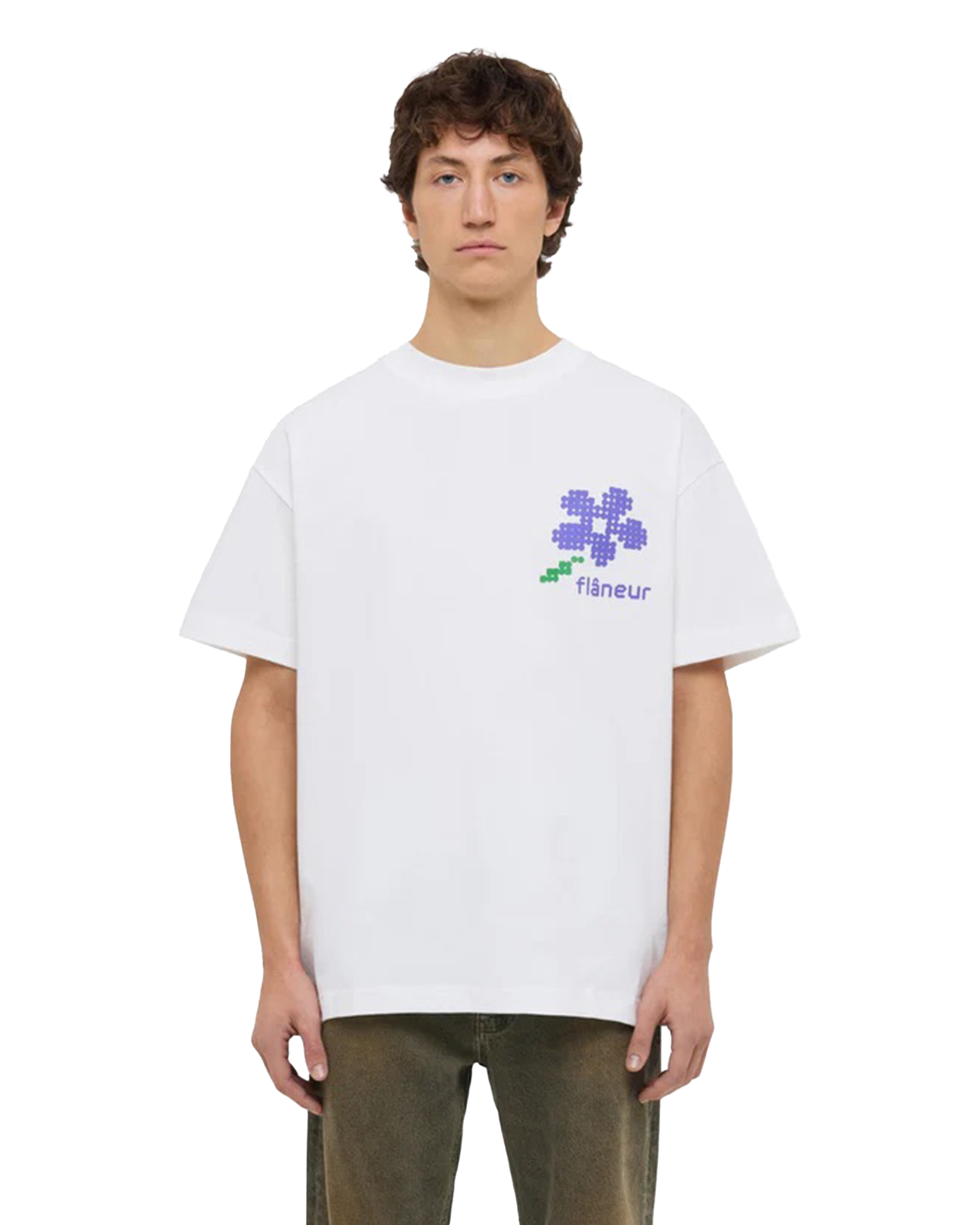 Flaneur Pixel Flower T-Shirt Wit | Coef