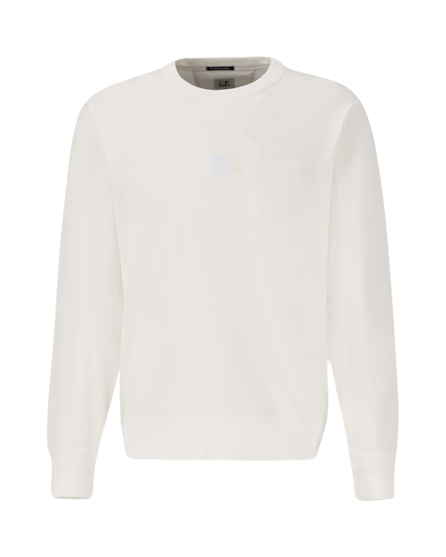 C.P. Company Metropolis Stretch Fleece Logo Badge Sweatshirt Wit | Coef Men